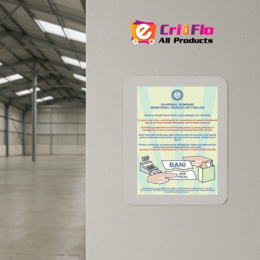 ⚠️ INDICATOARE 🛑 Indicator Afis bon fiscal, Sticker autocolant ️