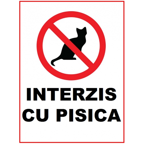 ⚠️ INDICATOARE 🛑 Indicator Interzis cu pisica, Sticker autocolant ️