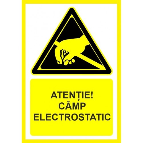 ⚠️ INDICATOARE 🛑 Indicator Atentie camp electrostatic, Sticker autocolant ️