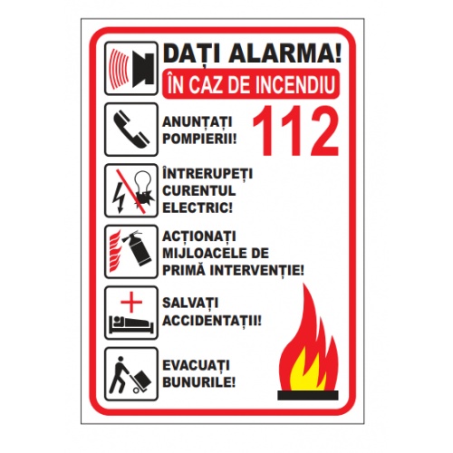 ⚠️ INDICATOARE 🛑 Indicator Semn in caz de incendiu, Sticker autocolant ️