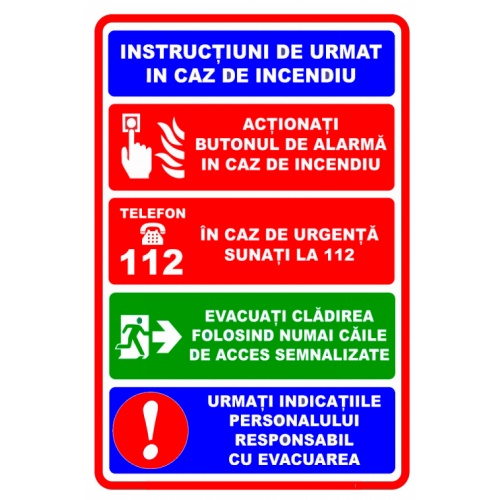 ⚠️ INDICATOARE 🛑 Indicator Semn pentru instructiuni de urmat in caz de ...
