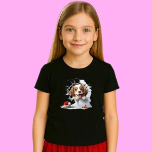 Alege un cadou special ! Tricou Catel Cu Zambet Si Fundal Alb Craciun