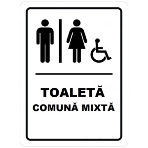 ⚠️ INDICATOARE 🛑 Indicator Toaleta comuna mixta, Sticker autocolant ️