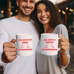 Set 2 cani albe personalizate pentru cupluri Asa arata un iubit / o ...