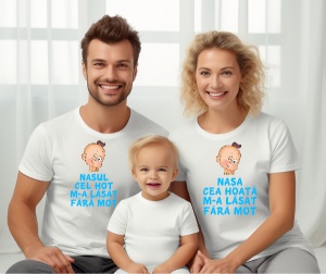 Set doua tricouri personalizate pentru Nasi la taierea motului