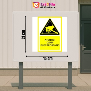 ⚠️ INDICATOARE 🛑 Indicator Atentie camp electrostatic, Sticker autocolant ️