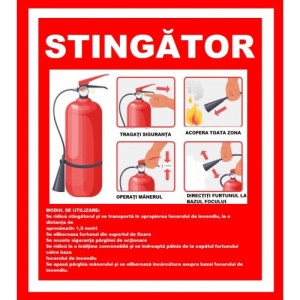 ⚠️ INDICATOARE 🛑 Indicator Cu instructiuni pentru stingator, Sticker ...