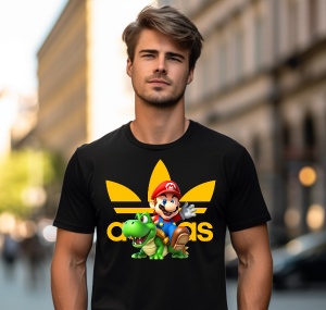 Tricou personalizat pentru barbati cu Super Mario winner Dragon