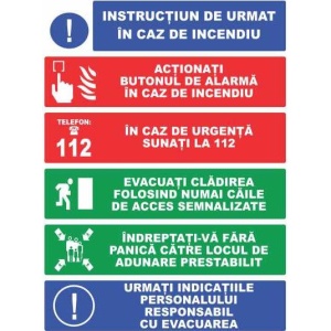 ⚠️ INDICATOARE 🛑 Indicator Inscrtuctiuni de urmat in caz de incendiu ...