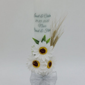 Set 2 Lumanari Rustice Cu Spice De Grau Si Flori Albe