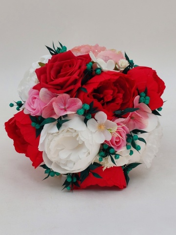 Buchet Mireasa Cu Bujori Rosii