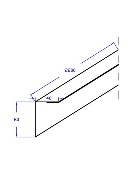 Profil metalic tip L, dim: 60 x 40 mm