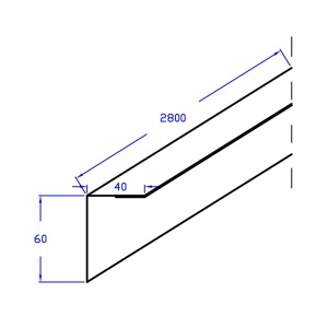 Profil metalic tip L, dim: 60 x 40 mm
