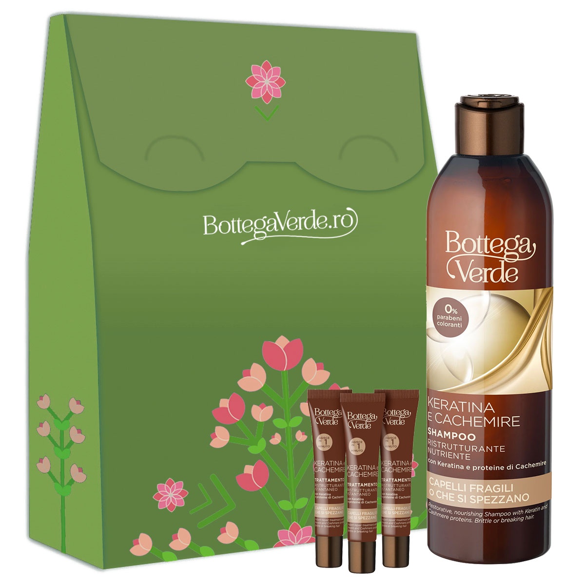 Set cadou femei tratament par - Keratina e Cachemire, 250 ML + 15 ML