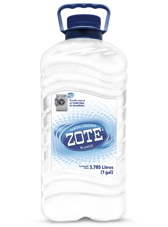 Zote Jabón Líquido Blanco / Charola con 4 botellas de 1 Galón