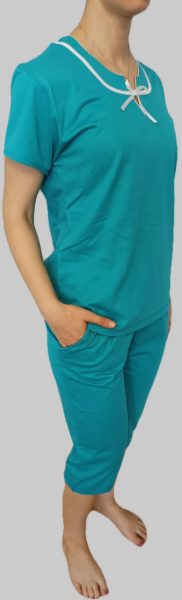 Pijama Dama Auritex, tipar Clasic, Maneca Scurta+P3/4, 235 Vedre Tropical