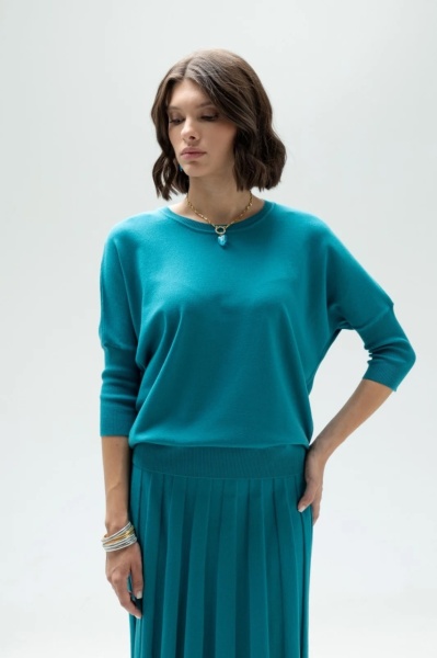 HERMINA Bluza dama Tricotata 140, Turcoaz.