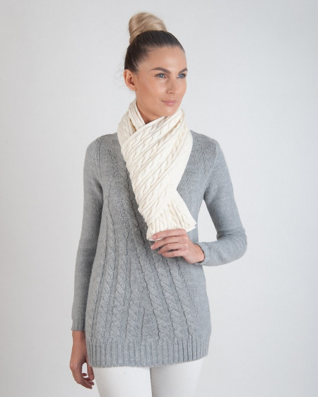 Hermina Fular Dama Tricotat Dunarea, Alb