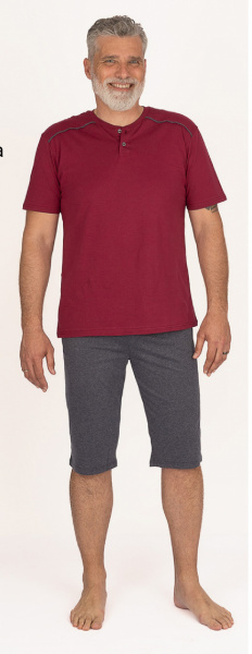 Pij.4100 Bordo, Pijama Barbati KNOX, maneca scurta, Tipar Clasic