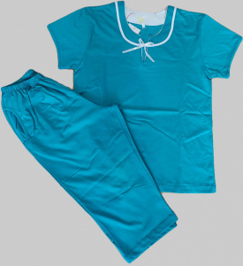 Pijama Dama Auritex, tipar Clasic, Maneca Scurta+P3/4, 235 Vedre Tropical