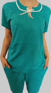 Pijama Dama Auritex, tipar Clasic, Maneca Scurta+P3/4, 235 Vedre Tropical