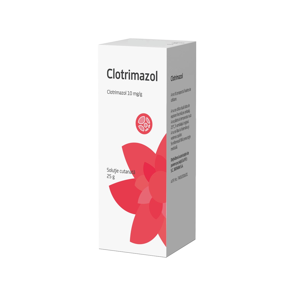 Clotrimazol 1% solutie cutanata x 25 g (Biofarm)