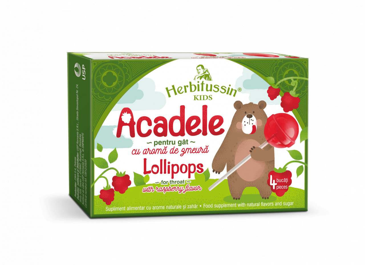 Herbitussin kids acadele zmeura x 4 bucati (USP)