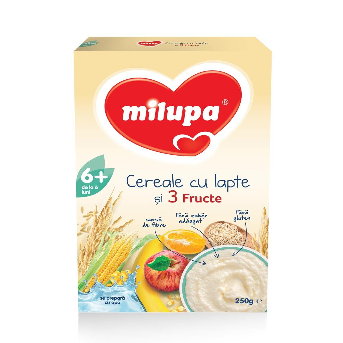 Milupa Cereale cu lapte si 3 Fructe 250g (Milupa)