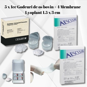 Endobone 5 x 1cc Godeuri de os bovin + 4 membrane Lyoplant 1.5x3 cm