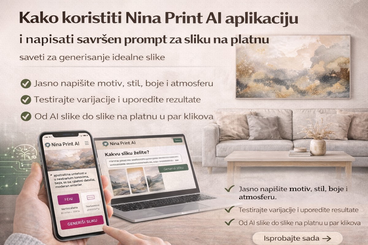 Kako pisati najbolje AI promptove za slike na platnu | Nina Print