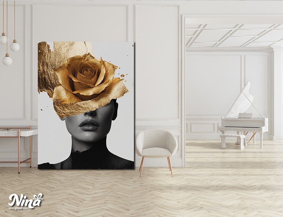 Moderne slike na platnu Devojka za zlatnom ruzom ms175
