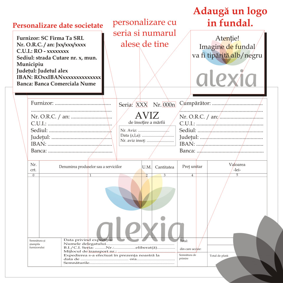 Aviz de Insotire a marfii personalizat