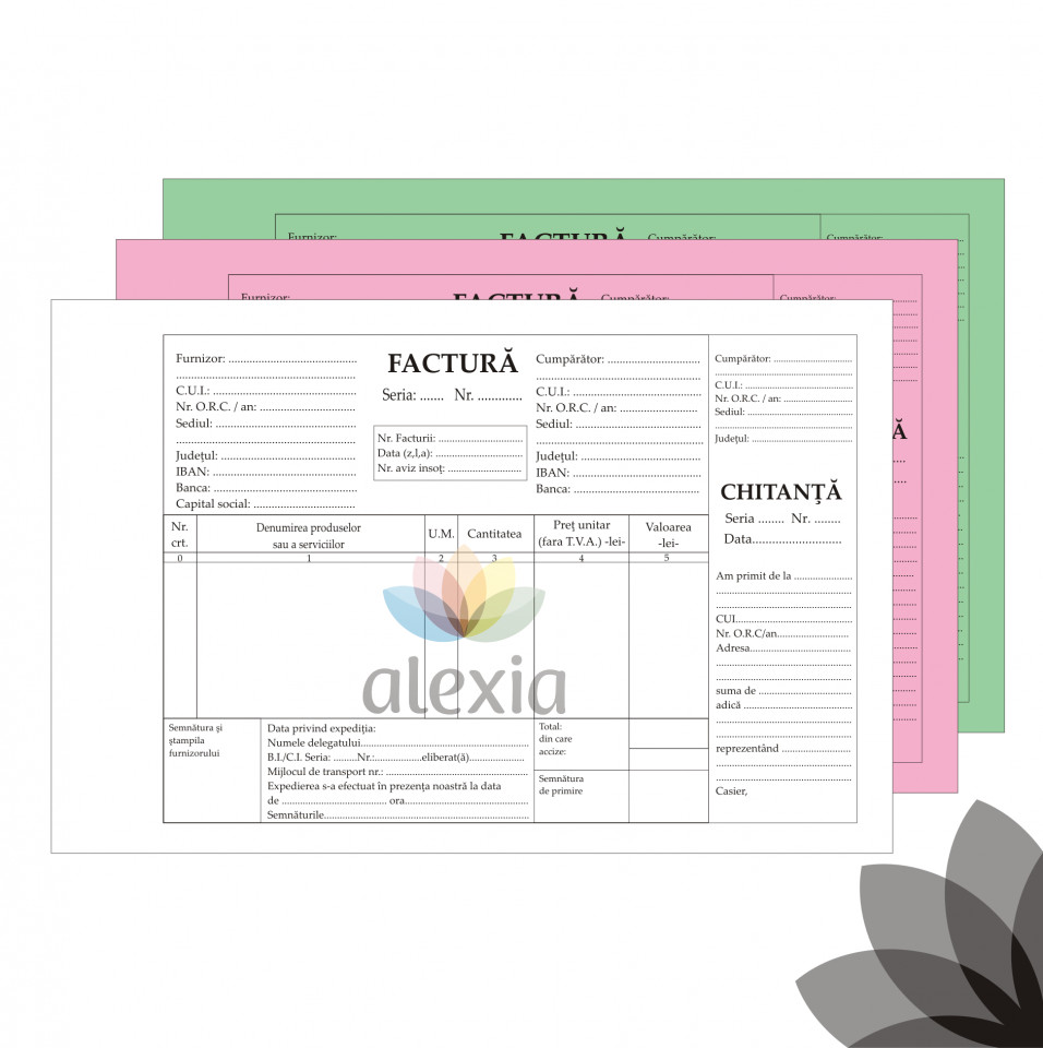 Facturier cu chitantier A5 personalizate