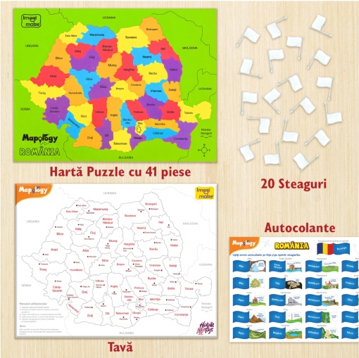 Puzzle harta Romaniei| Piese spuma in forma judetelor | Hobik Toys