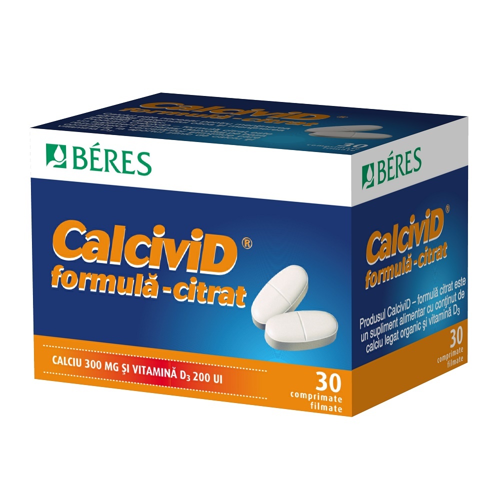 Calcivid Formula citrat, 30 comprimate, Beres Pharmaceuticals Co