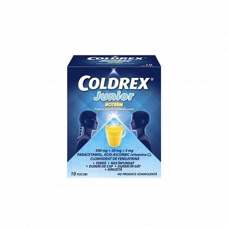 Coldrex Junior Hotrem, 300 mg + 20 mg + 5 mg, 10 plicuri, Perrigo