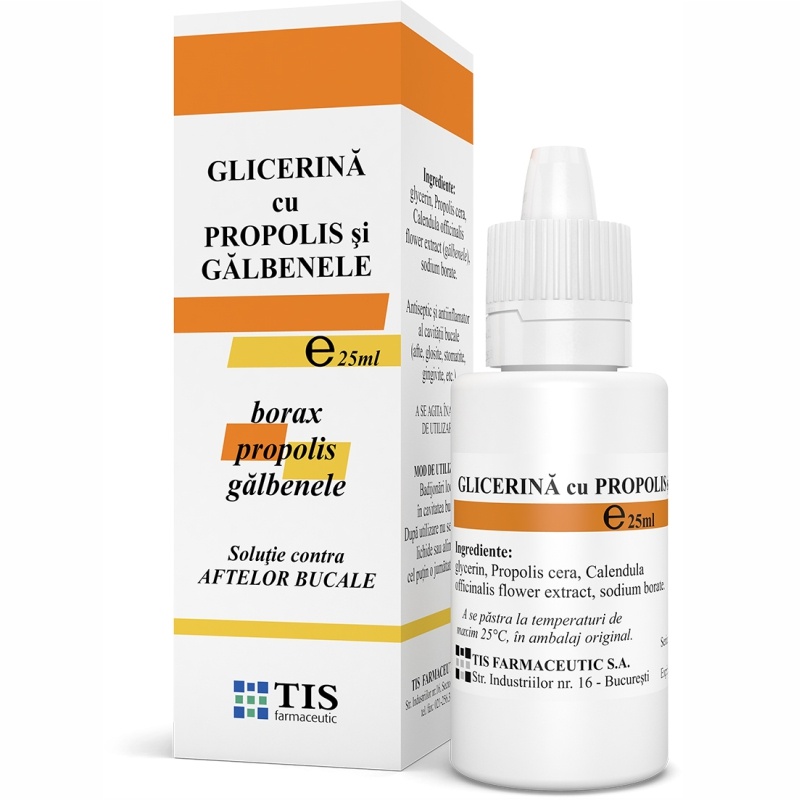 Glicerina cu propolis si galbenele Tisodent, 25 ml, Tis Farmaceutic