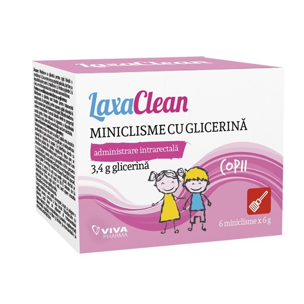 Miniclisme cu glicerina pentru copii LaxaClean, 6 microclisme, Viva Pharma