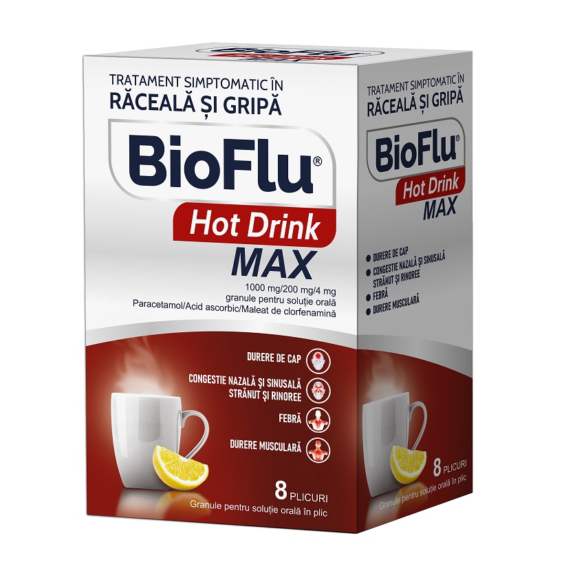 Bioflu Hot Drink Max 1000mg/200mg/4mg Ctx8 Pl 13.1g