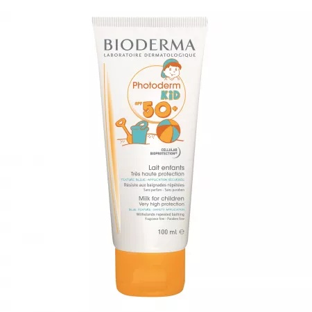 Lapte colorat protectie solara Photoderm Kid, SPF 50+, 100 ml, Bioderma