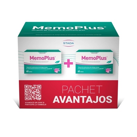 Pachet Memo Plus, 60 tablete + 60 tablete, Walmark