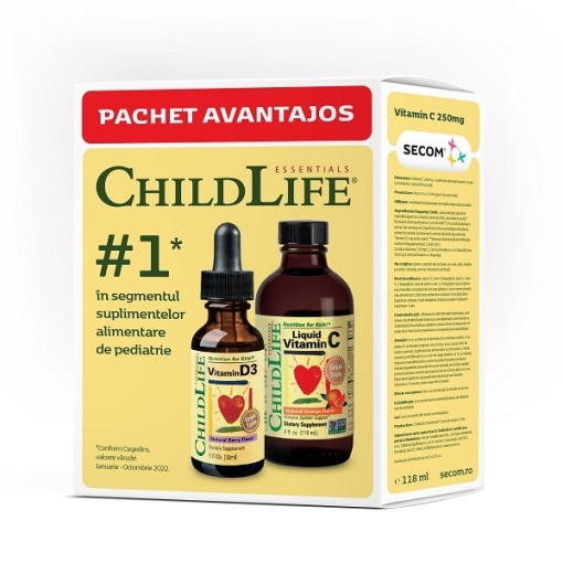 Secom Pachet Vit C Copii 118.5ml+Vit D3 29.60ml