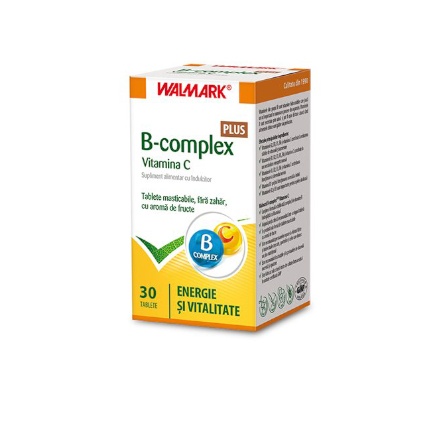 B complex Plus Vitamina C, aromă de fructe, 30 capsule , Walmark