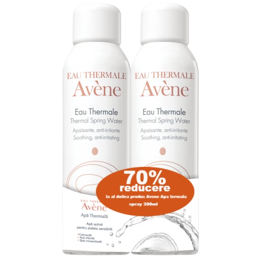 Pachet Apa termala spray, 300 + 300 ml, Avene