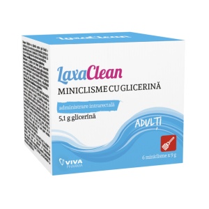 Miniclisme cu glicerina pentru adulti LaxaClean, 6 microclisme, Viva Pharma
