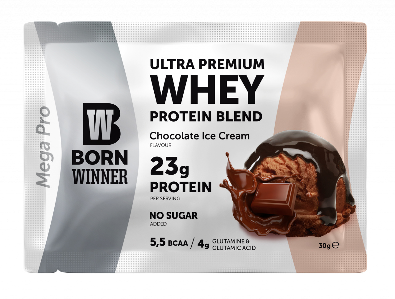 Amestec de proteine din zer Born Winner MEGA PRO - Înghețată de Ciocolată