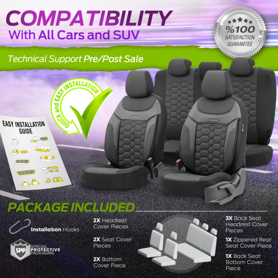 Set huse auto scaune universale Otom Luxury, Carbon Design material ...