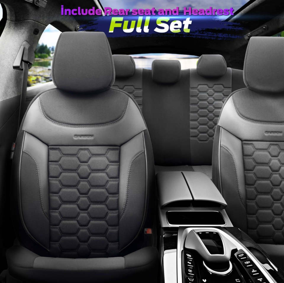 Set huse auto scaune universale Otom Luxury, Carbon Design material ...
