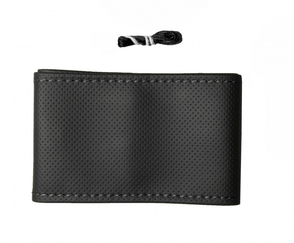 Husa auto volan camion, imititatie piele neagra perforata cu ac si ata ...