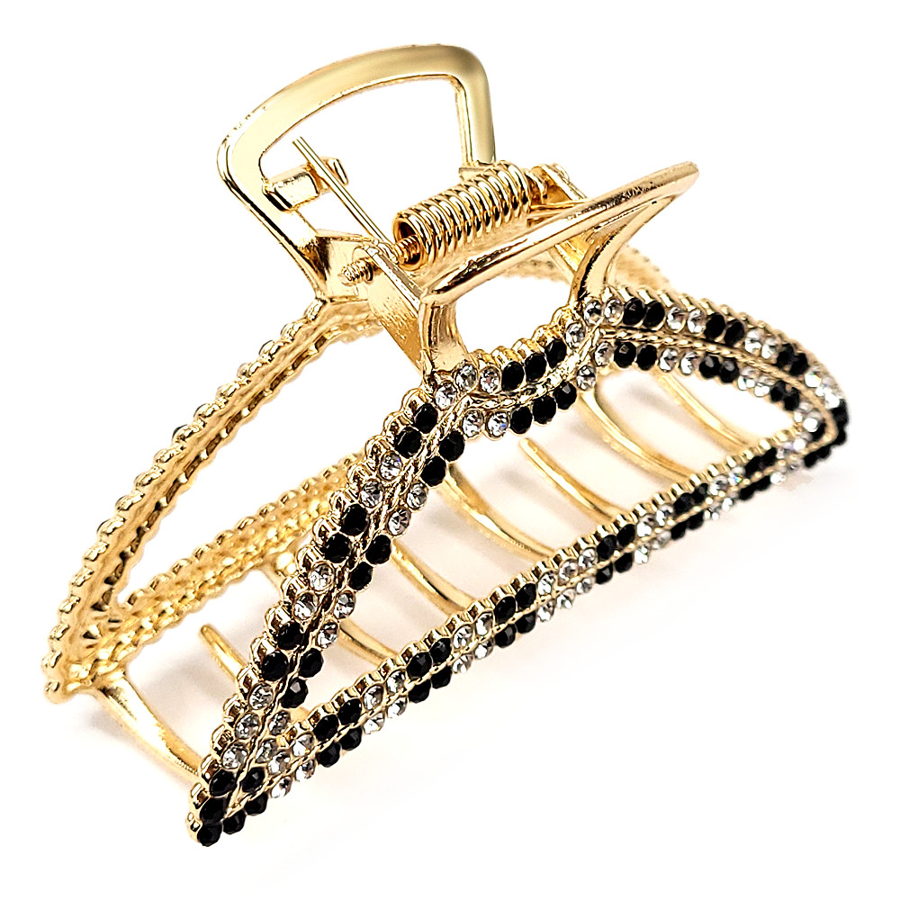 Clema Metalica de Păr cu Strasuri Model 'Gold Domino'